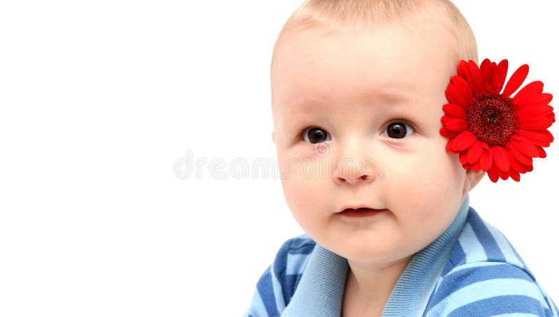 Portrait of a Baby with Flower Stock Photo - Image of beauty, infant ...