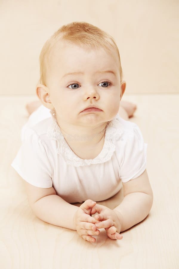 Portrait of a baby girl stock image. Image of blue, indoors - 44625091
