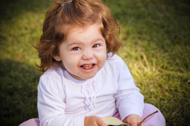 Portrait of Baby Girl in Park Stock Photo - Image of cute, beautiful ...
