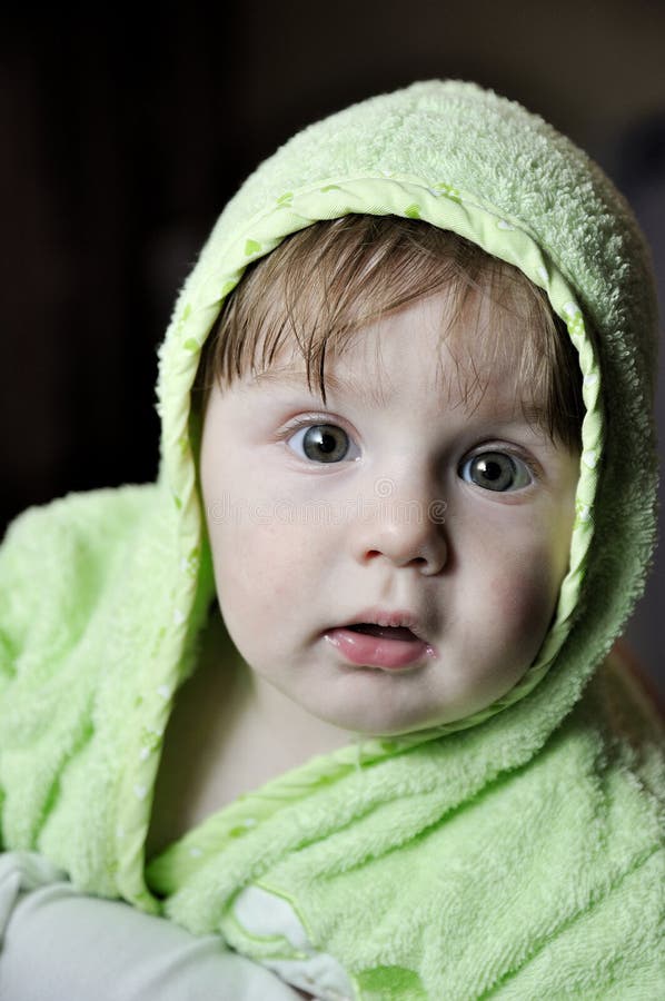 Portrait Baby in Green Gown Stock Image - Image of care, beauty: 27681711