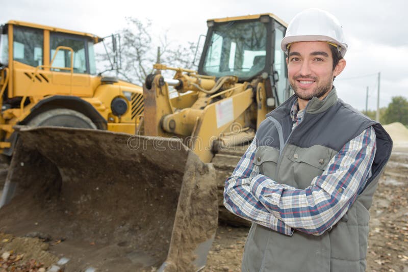 Portrait Backhoe Operator Posing Stock Photo - Image of work ...