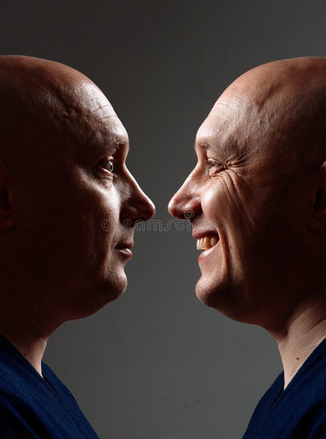 Portrait of a Bald Man on a Black Background Stock Photo - Image of ...