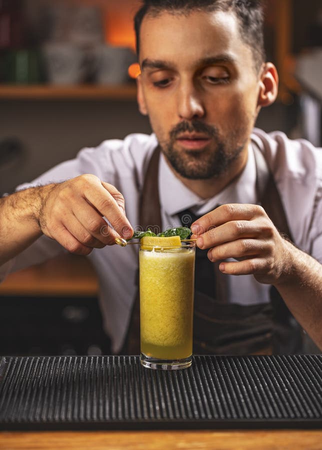 Portrait of Barman Adding Ingredients Stock Photo - Image of fresh ...