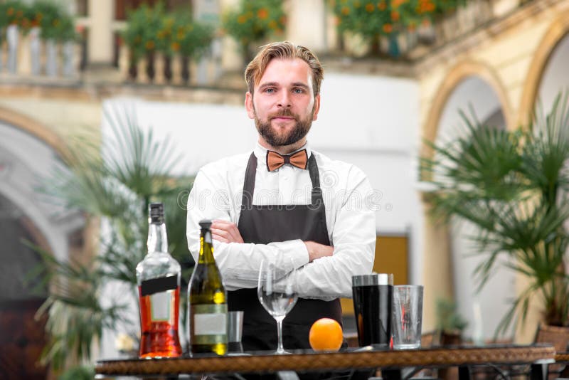Portrait of Barman at the Restaurant Stock Photo - Image of handsome ...