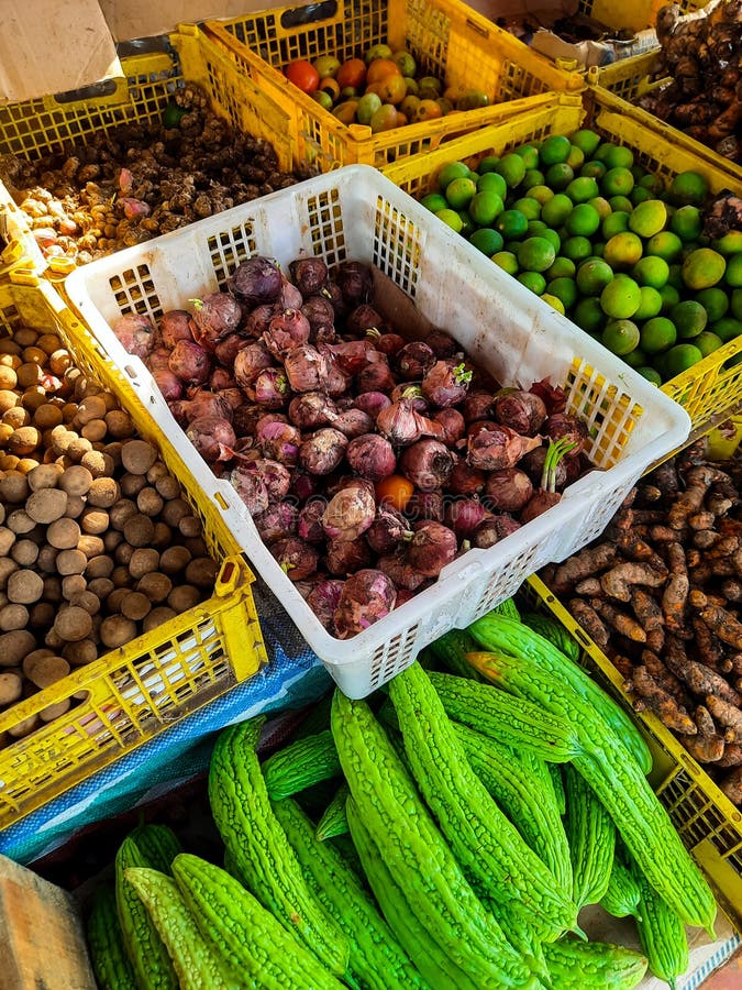 Portrait of Basic Food Ingredients in a Vegetable Shop Stock Photo ...