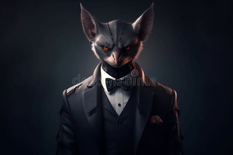 Portrait of a Bat Dressed in a Formal Business Suit Stock Illustration ...