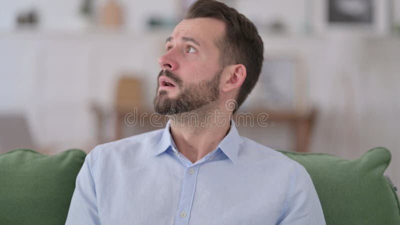 Portrait of Beard Young Man Feeling Scared at Home Stock Image - Image ...