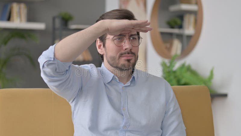 Portrait of Young Man Looking Around Searching Stock Photo - Image of ...