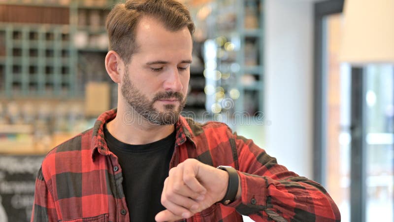 Portrait of Beard Young Man Waiting, Checking Time Stock Image - Image ...
