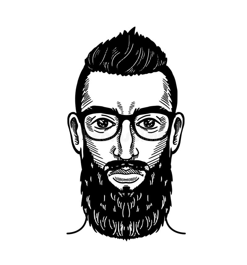 Portrait Of Bearded Man For Barbershop Hipster Style Stock Vector