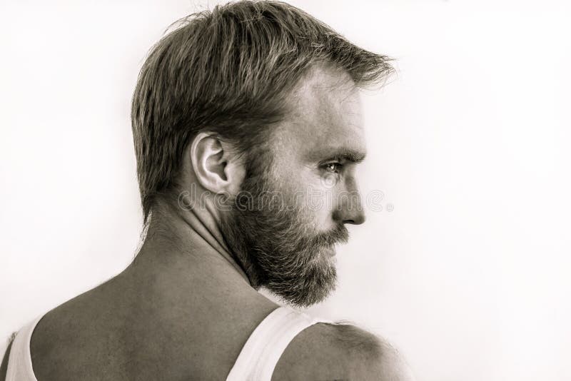 Portrait of a Bearded Man in Profile at Half a Turn Stock Image - Image ...