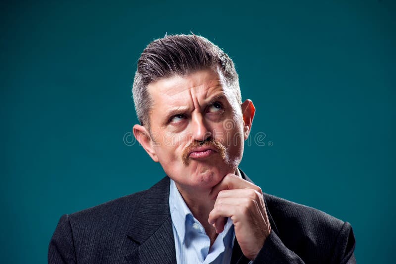 A Portrait of Bearded Serious Man. People and Emotions Concept Stock ...