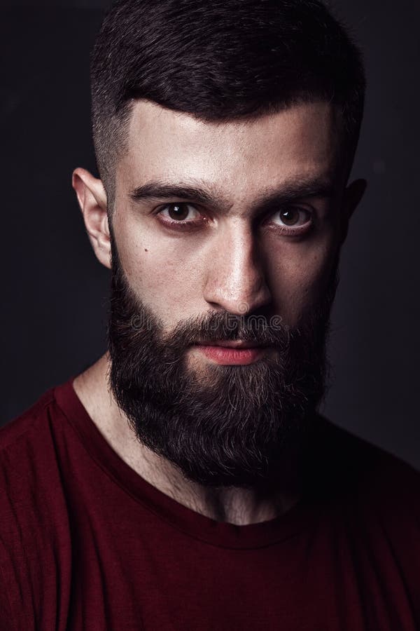 Side View on Bearded Man Holding Black Jacket Stock Photo - Image of ...