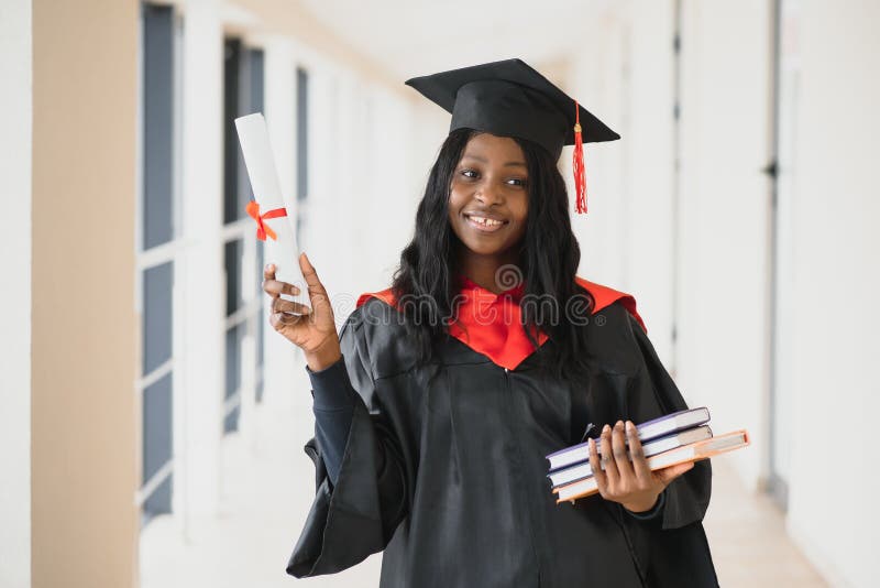 Portrait of Beautiful African-American Graduate Stock Photo - Image of ...
