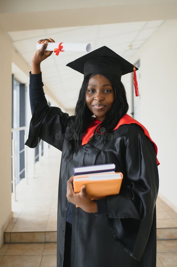 Portrait of Beautiful African-American Graduate Stock Photo - Image of ...