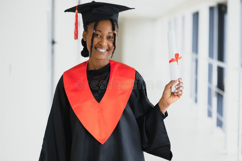 Portrait of Beautiful African-American Graduate Stock Photo - Image of ...