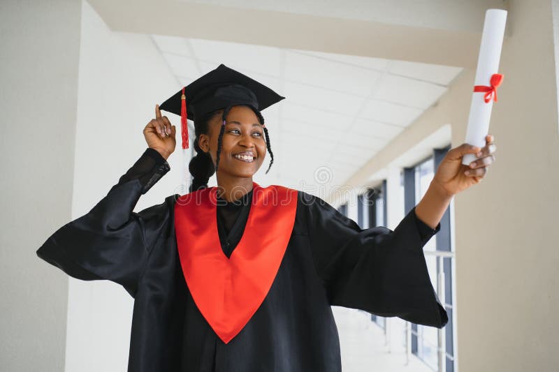 Portrait of Beautiful African-American Graduate Stock Image - Image of ...