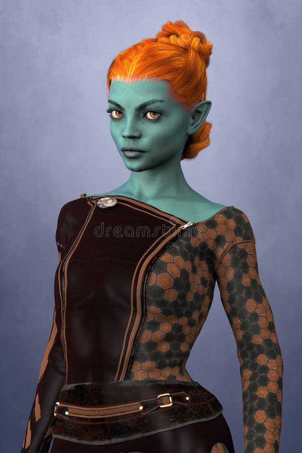Portrait of a Beautiful Alien Woman Stock Illustration - Illustration ...