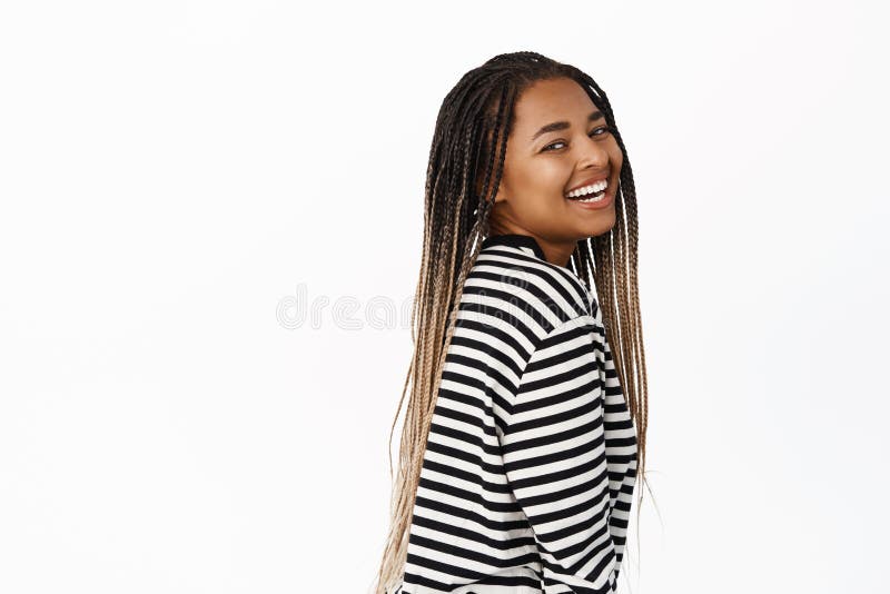 Laughing Smiling Teen Girl Pointing Finger Up Happy African American