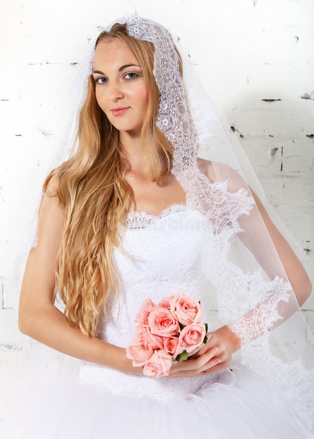 Portrait of a Beautiful Blond Bride Stock Photo - Image of female ...