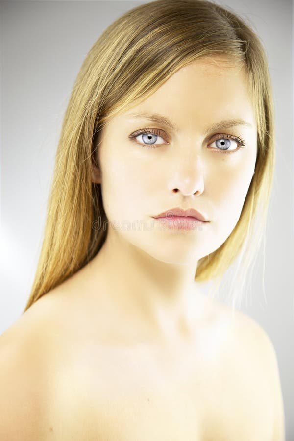 Portrait Of Beautiful Blonde Woman With Blue Eyes Stock Image Image