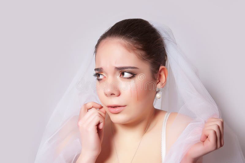 Portrait of a Beautiful Bride Crying, Closeup Stock Image - Image of ...