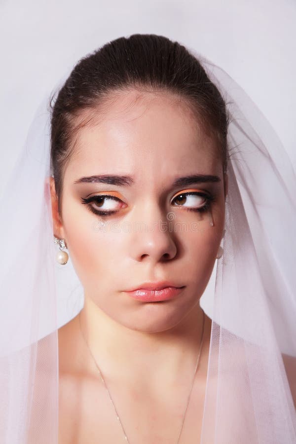 Portrait of a Beautiful Bride Crying, Closeup Stock Image - Image of ...