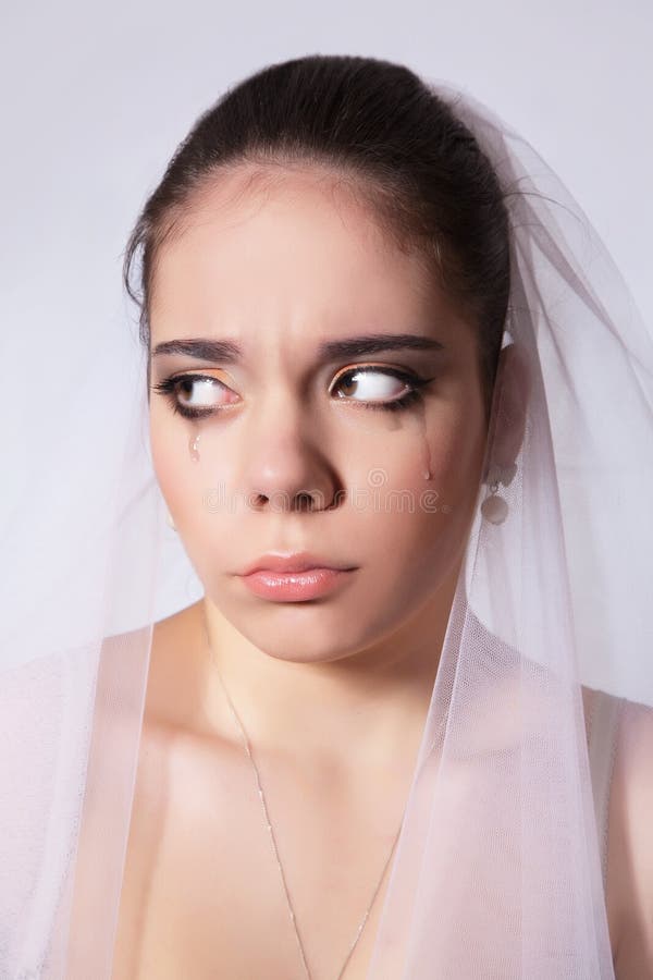 Portrait of a Beautiful Bride Crying, Closeup Stock Photo - Image of ...