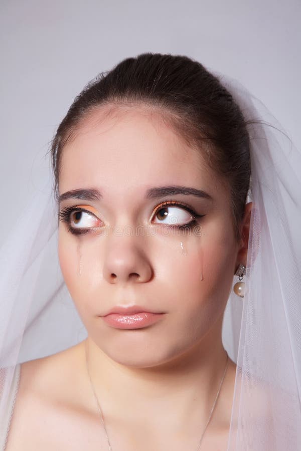 Portrait of a Beautiful Bride Crying, Closeup Stock Image - Image of ...
