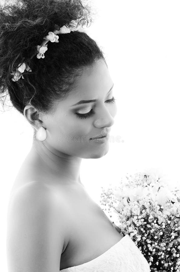 Portrait of Beautiful Bride Looking Down Stock Photo - Image of cute ...