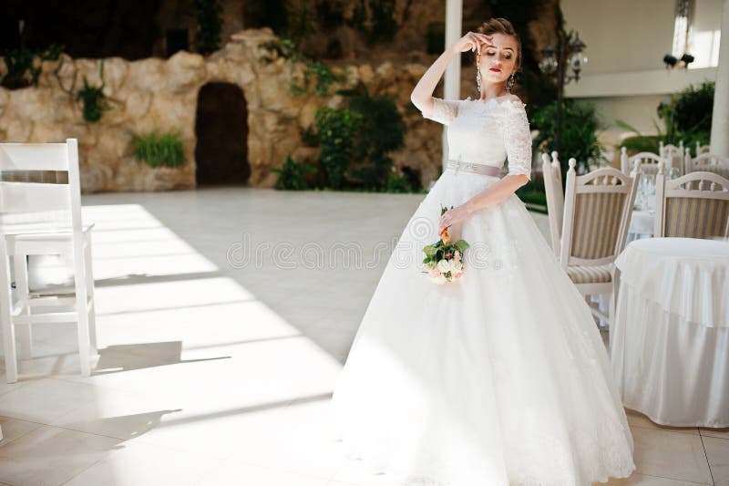 Portrait of Beautiful Bride at Wedding Hall. Stock Photo - Image of ...