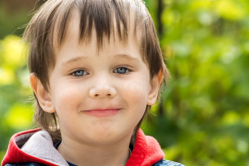 Portrait of a Beautiful Cute Little Boy with a Smile, Stock Image ...