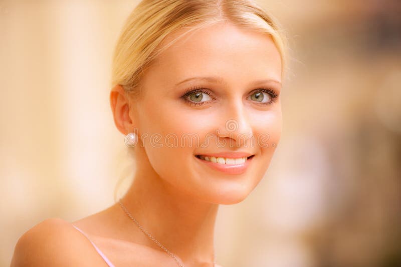 Portrait of Beautiful Fair-haired Girl Stock Image - Image of indoors ...