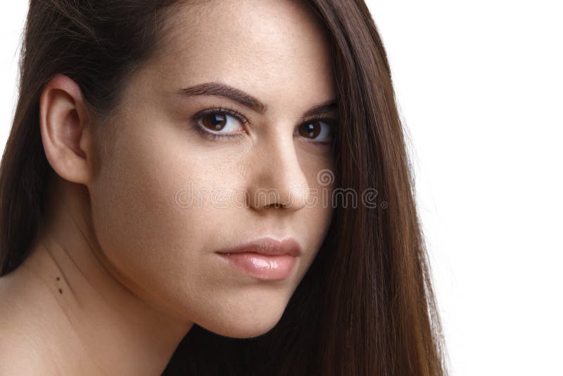 Portrait of Beautiful Female Model on White Background Stock Image ...