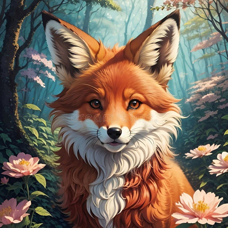 Portrait of a Beautiful Fox Stock Illustration - Illustration of mammal ...
