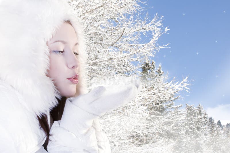 Frozen. Chilled Female Face Covered in Ice. Stock Image - Image of ...