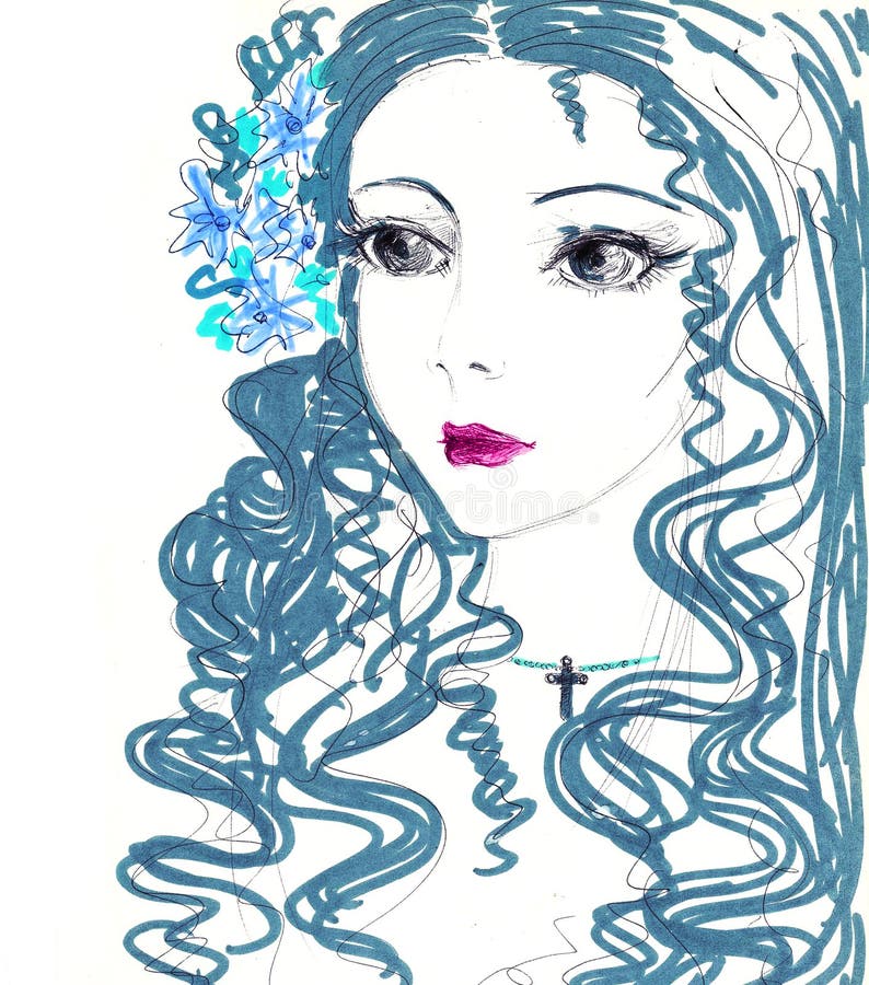 Cancer Zodiac Sign As A Beautiful Girl Stock Illustration