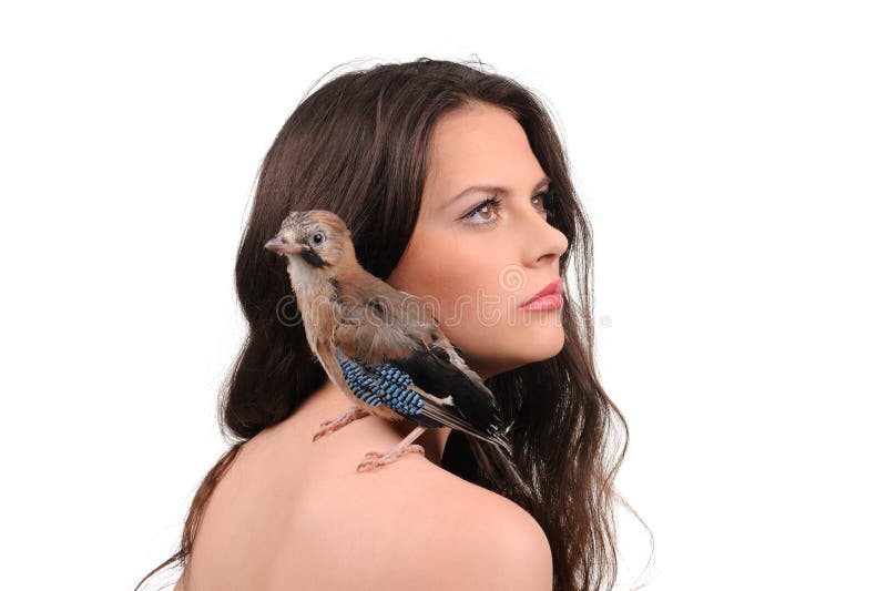 Portrait of Beautiful Girl with Bird Stock Photo - Image of girl ...
