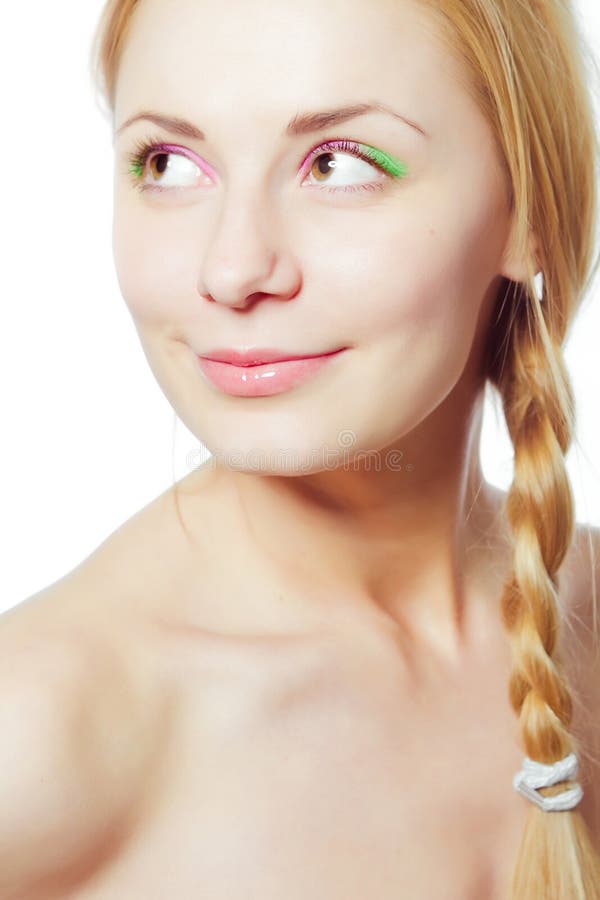 Portrait of Beautiful Girl with Bright Ma Stock Photo - Image of ...