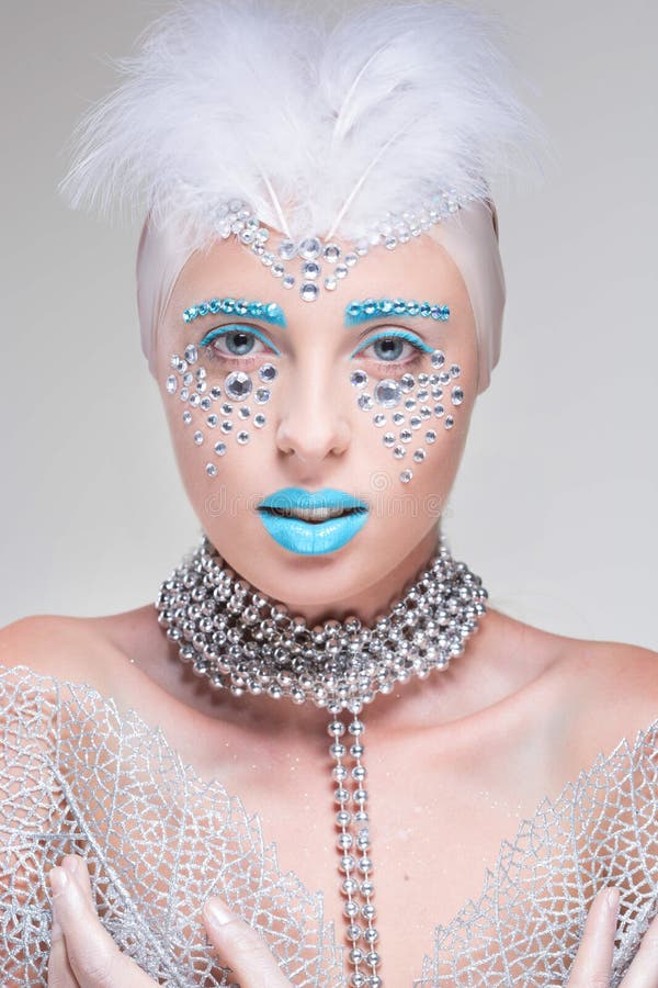 Portrait of Beautiful Girl with Diamonds Stock Photo - Image of female ...