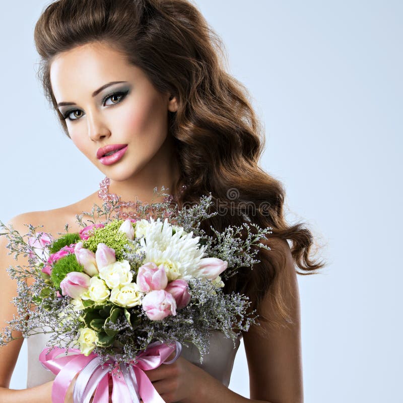 Portrait of Beautiful Girl with Flowers Stock Photo - Image of fresh ...