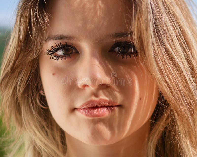 Portrait of a Beautiful Girl Looking at Camera Stock Image - Image of ...