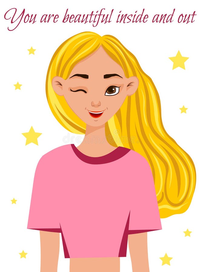 Portrait Of A Beautiful Girl With Make Up Cartoon Style Stock
