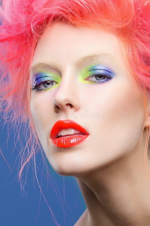 Portrait Of Beautiful Girl With Pink Hair Stock Image Image Of