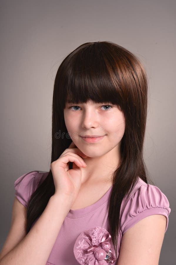 Beautiful Girl Posing in Studio on Background Stock Photo - Image of ...