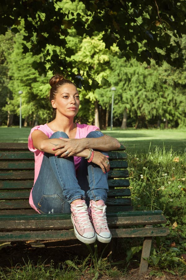 Portrait of a Beautiful Girl Sitting Stock Image - Image of sensual ...