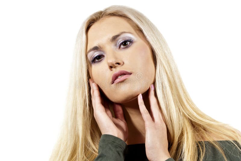 Portrait of a Beautiful Girl on a White Background Stock Photo - Image ...