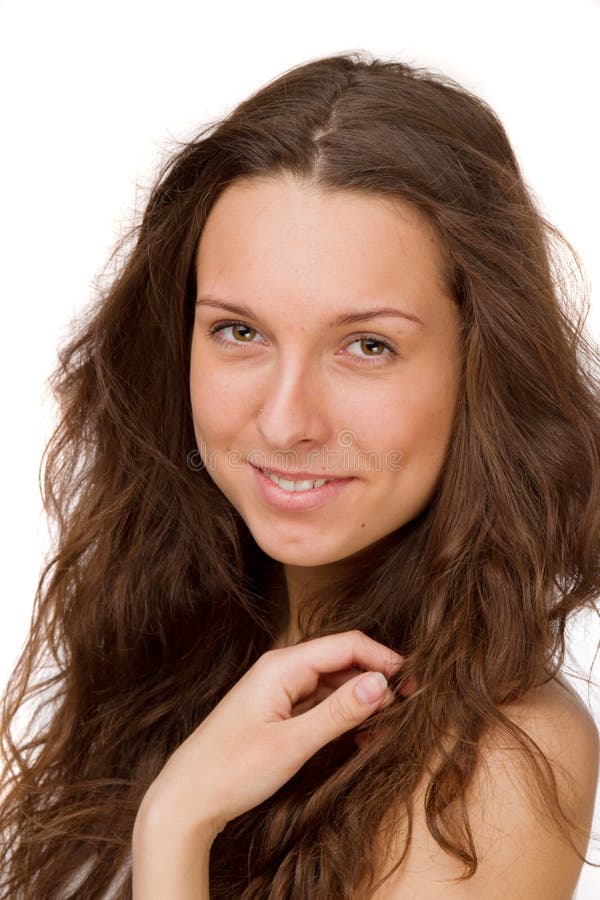 Portrait of a Beautiful Girl on a White Background Stock Image - Image ...