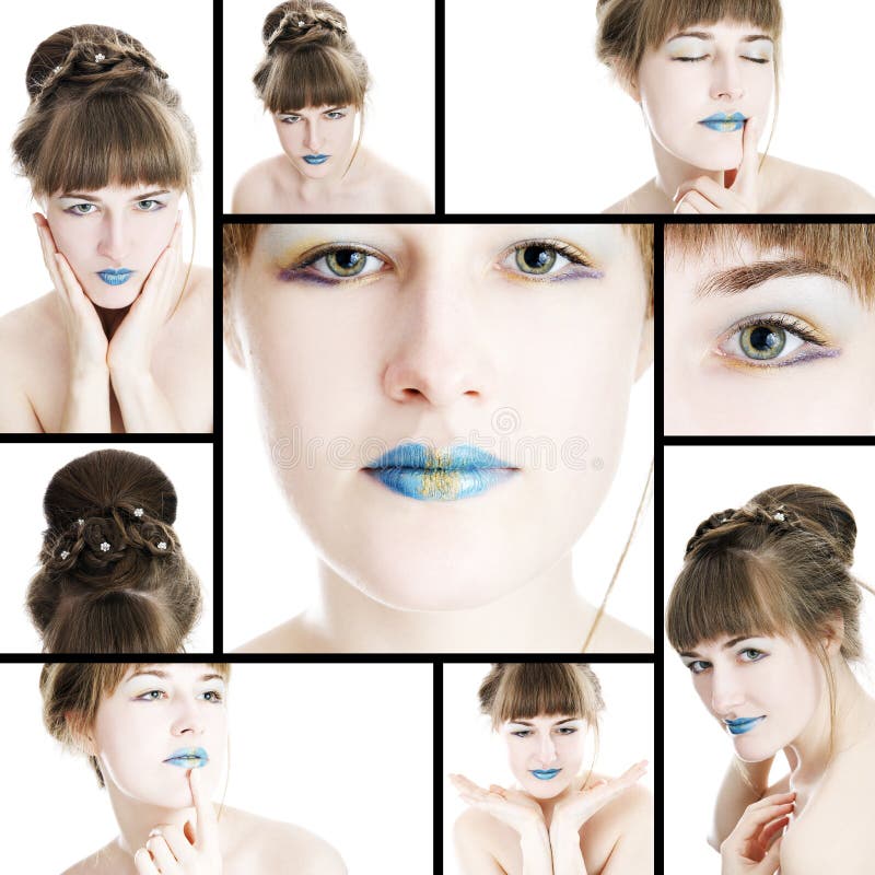 Portrait of Beautiful Girl on White Background Stock Image - Image of ...