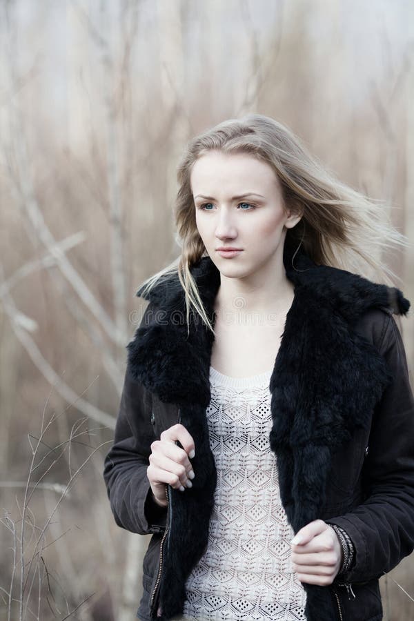 Portrait of Beautiful Girl on Windy Day Stock Image - Image of fine ...